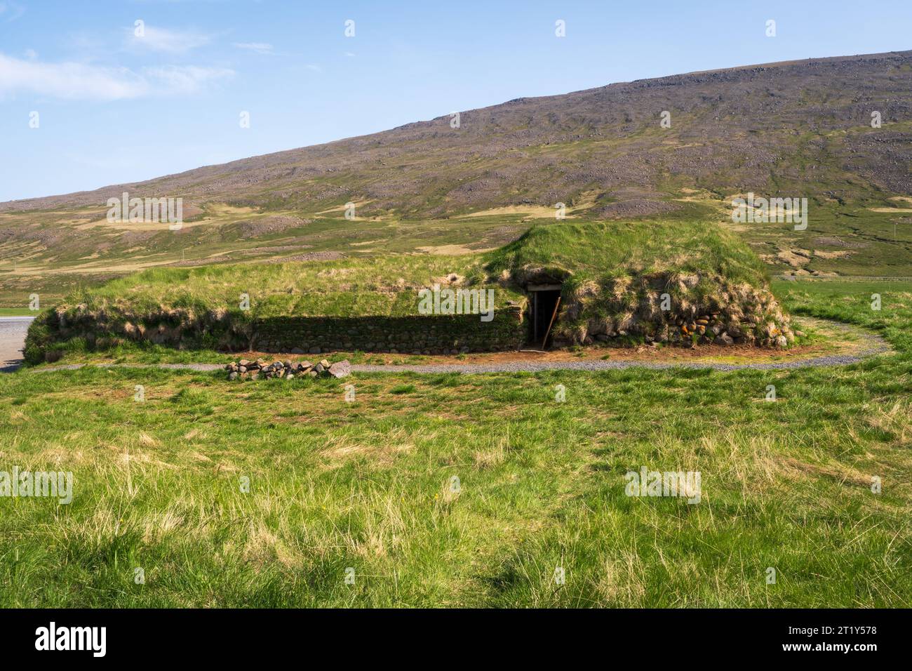 The turf houses of Hjarðarhagi farm in Iceland on a Summer Day Stock ...