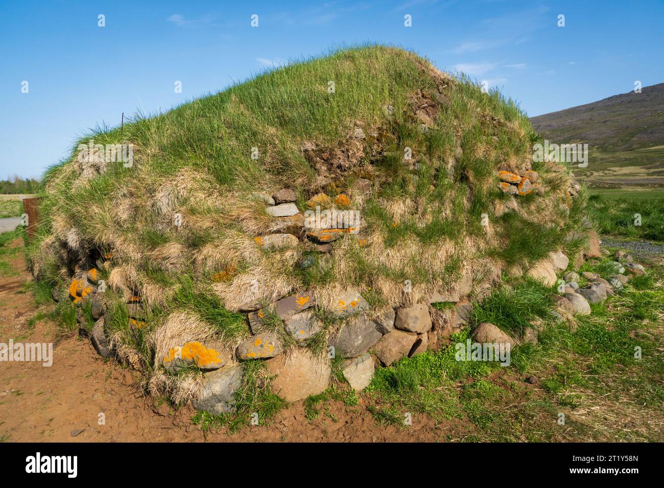 The turf houses of Hjarðarhagi farm in Iceland on a Summer Day Stock ...