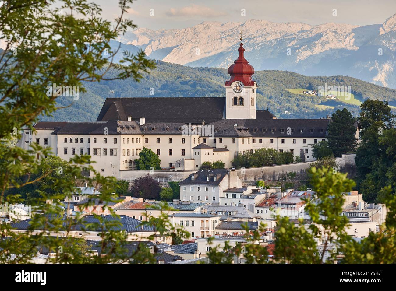 Nonnberg abbey and alpine range in Salzburg. World heritage. Austria ...