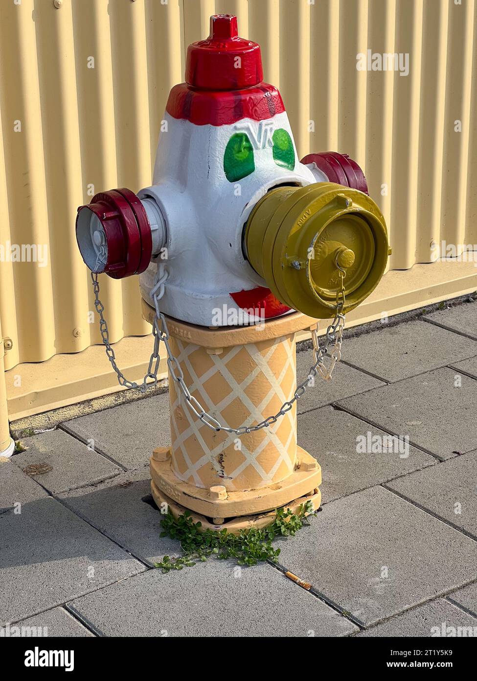 Hydrant Decorated like an Ice Cream Cone in Iceland Stock Photo - Alamy