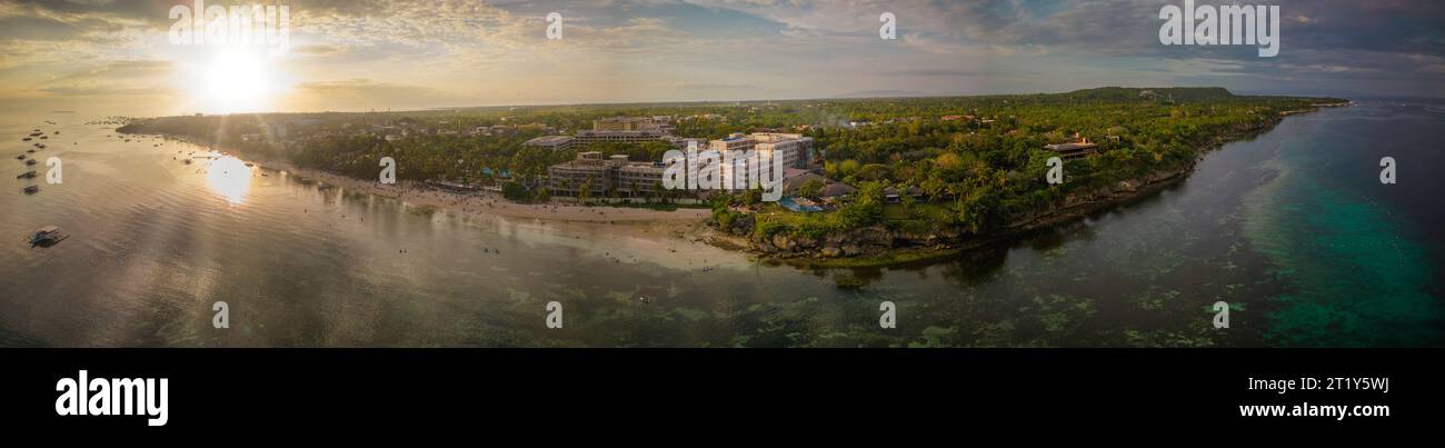 Panoramic bird's eye view of alona beach in Bohol island Stock Photo ...