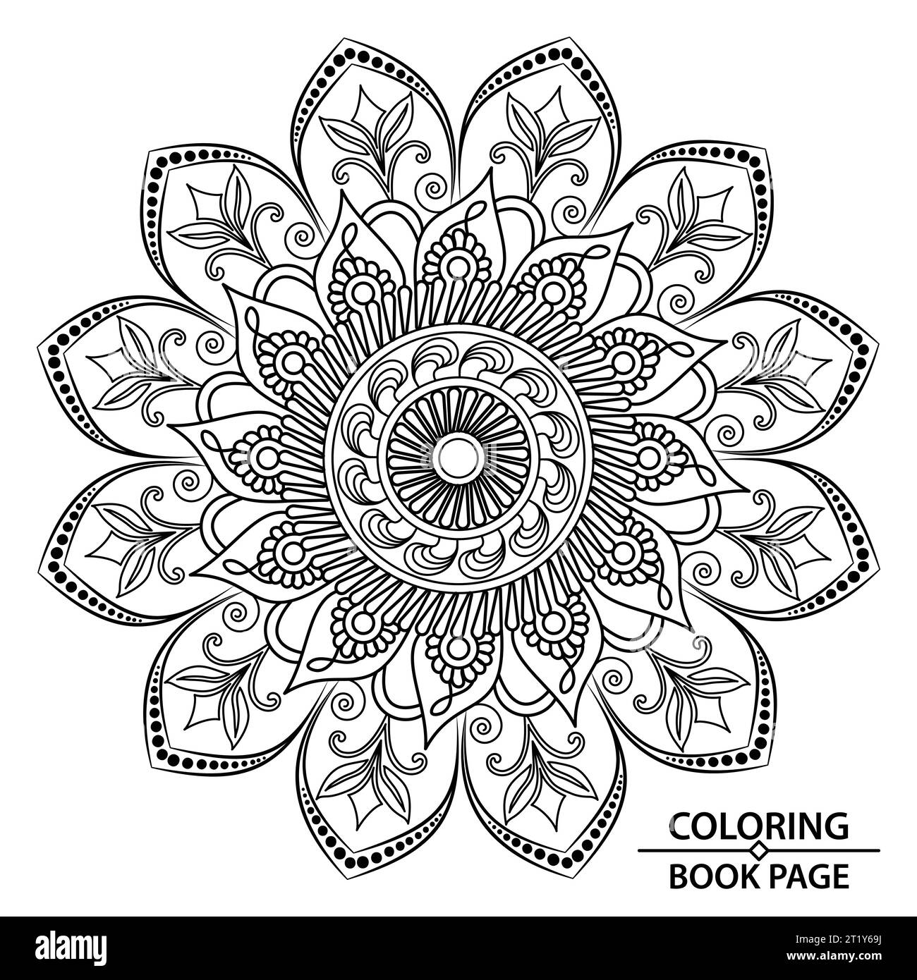Ornamental Mandala Design of Coloing Book Page for Adults and Children ...