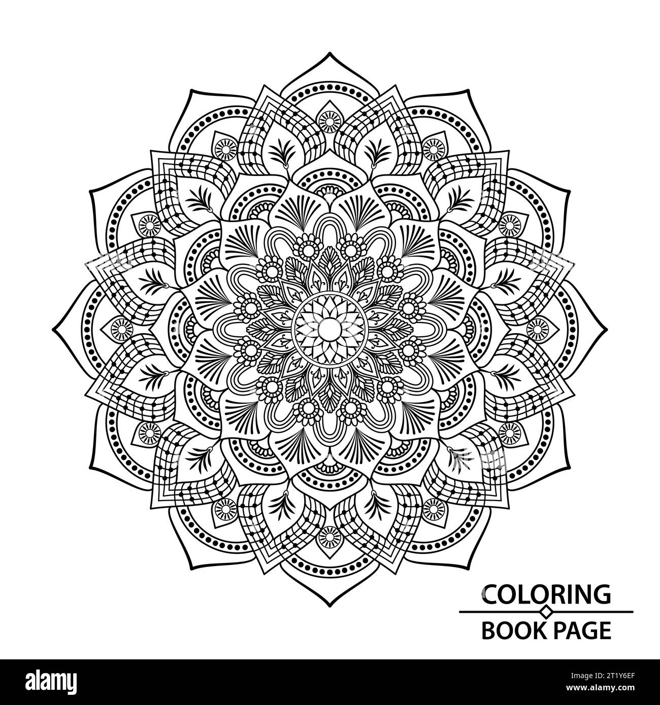 Circle Affirmations Mandala of Colouring Book Page for Kids. Easy ...