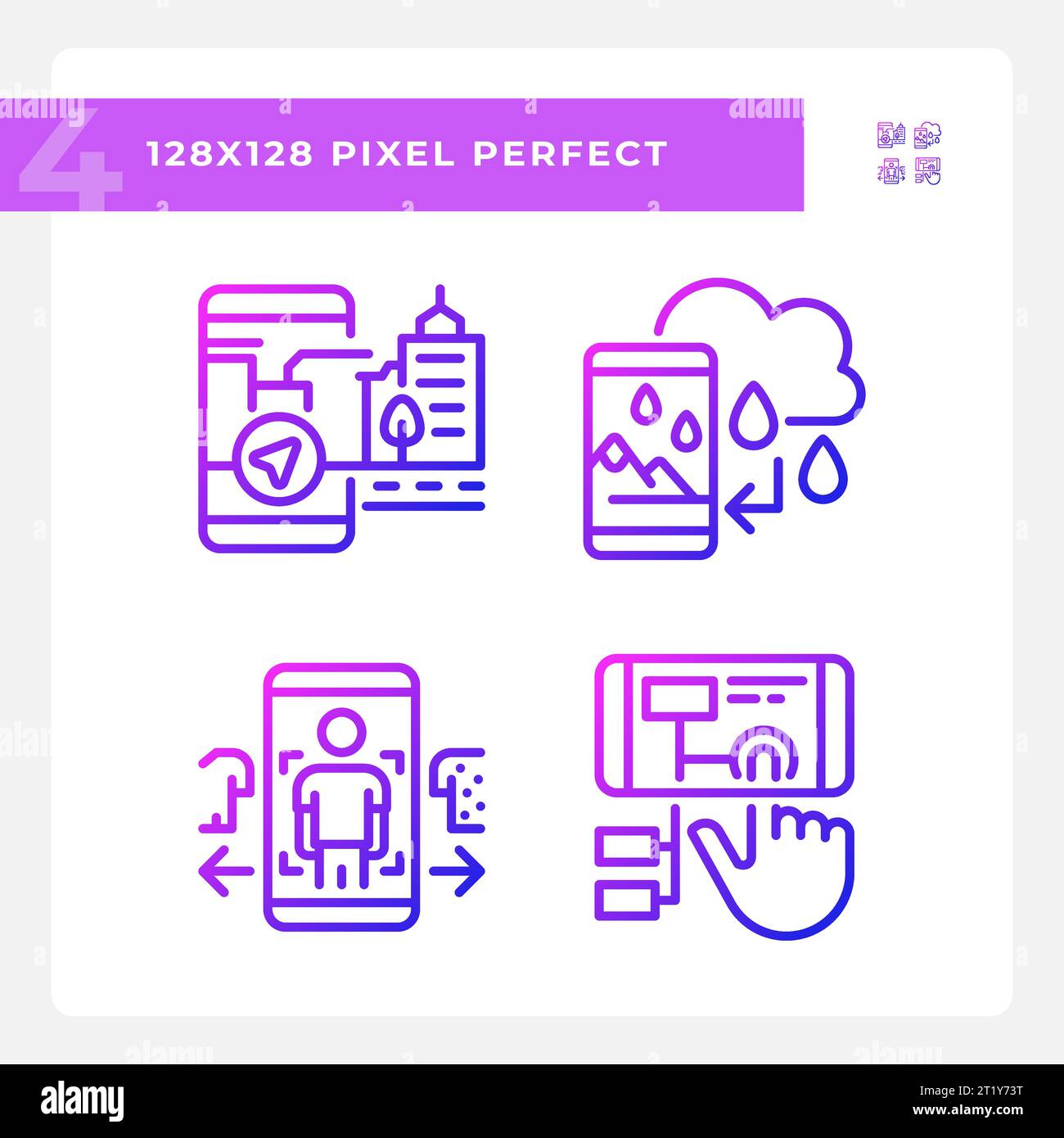 Pixel perfect gradient VR, AR and MR thin line icons set Stock Vector Image & Art - Alamy