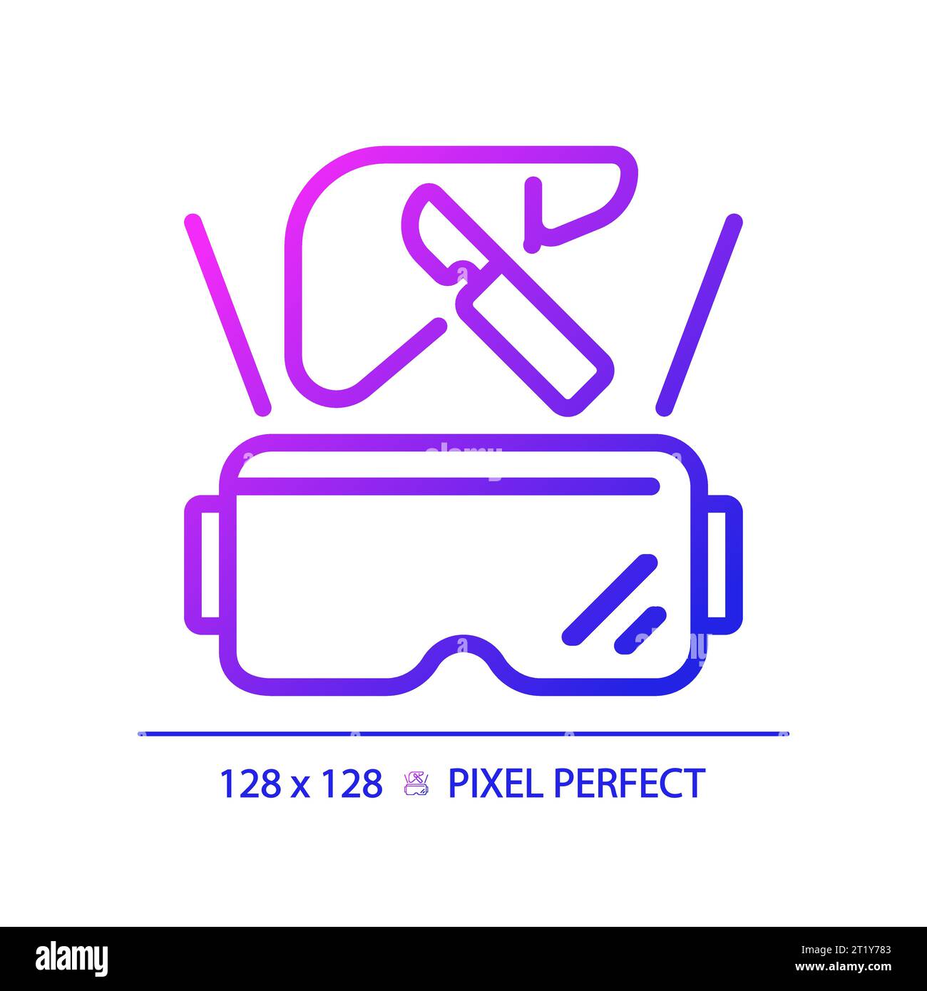 2D thin linear gradient futuristic device and VR glasses icon Stock ...