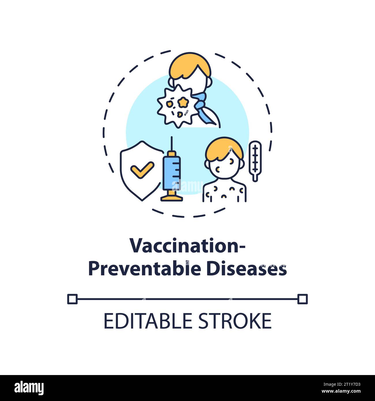 2D thin line icon vaccination preventable diseases concept Stock Vector ...