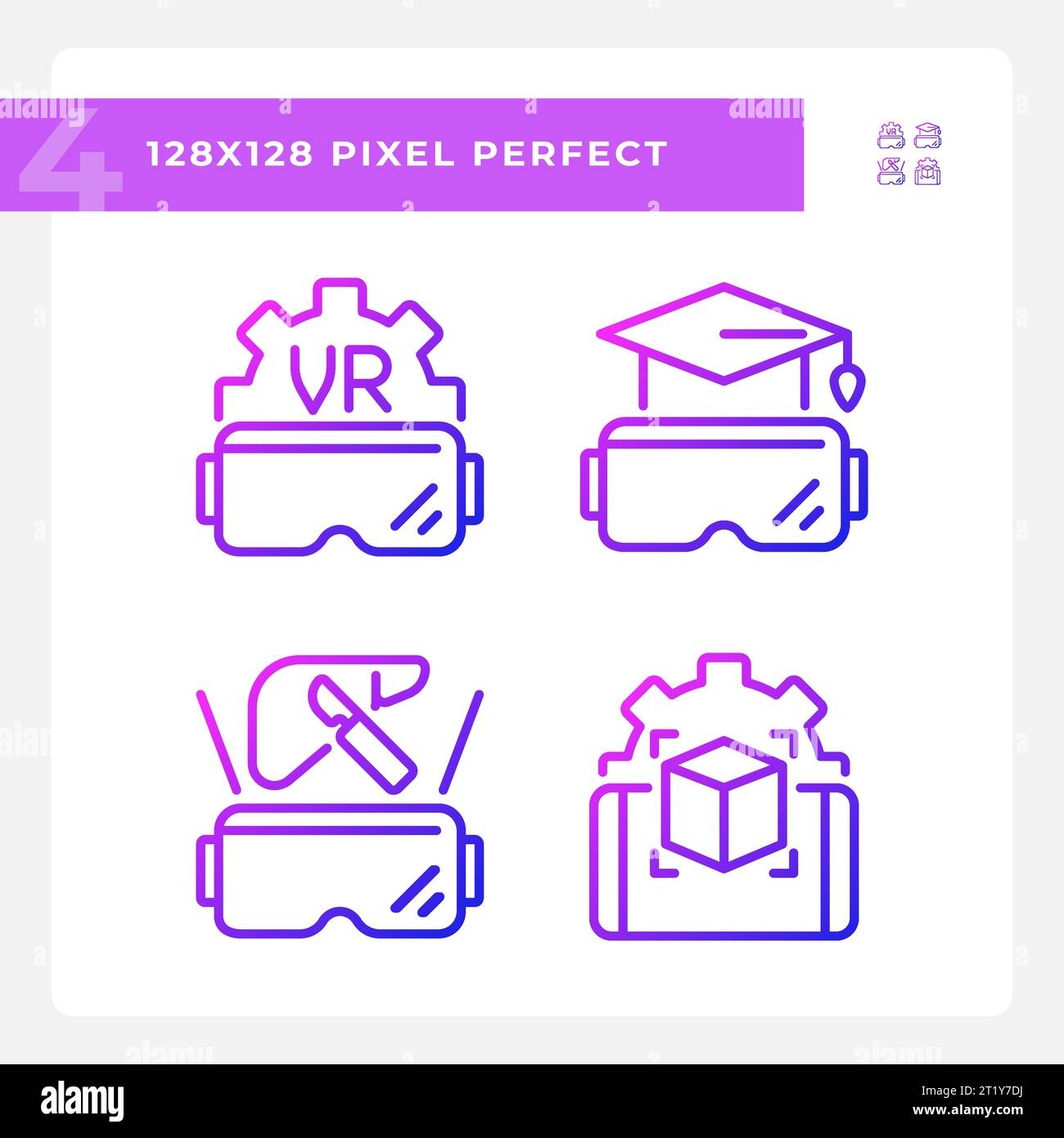 2D gradient VR, AR and MR line icons pack Stock Vector Image & Art - Alamy