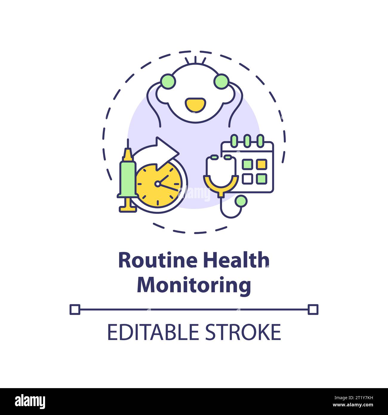 2D thin line icon routine health monitoring concept Stock Vector Image ...