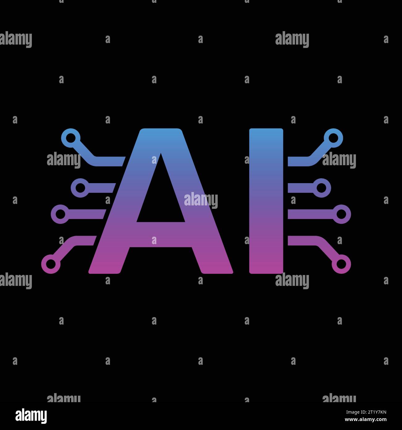 Artificial intelligence concept. Letter A and I and circuit board. Icon ...