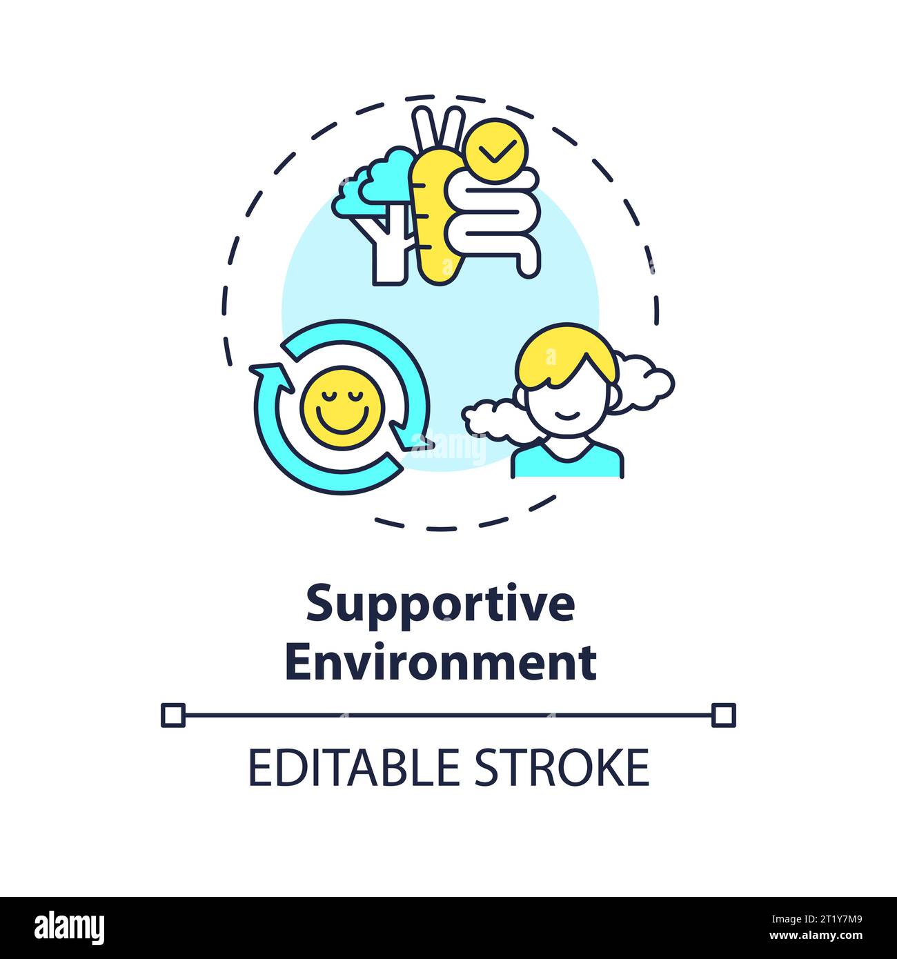2D thin line icon supportive environment concept Stock Vector Image ...