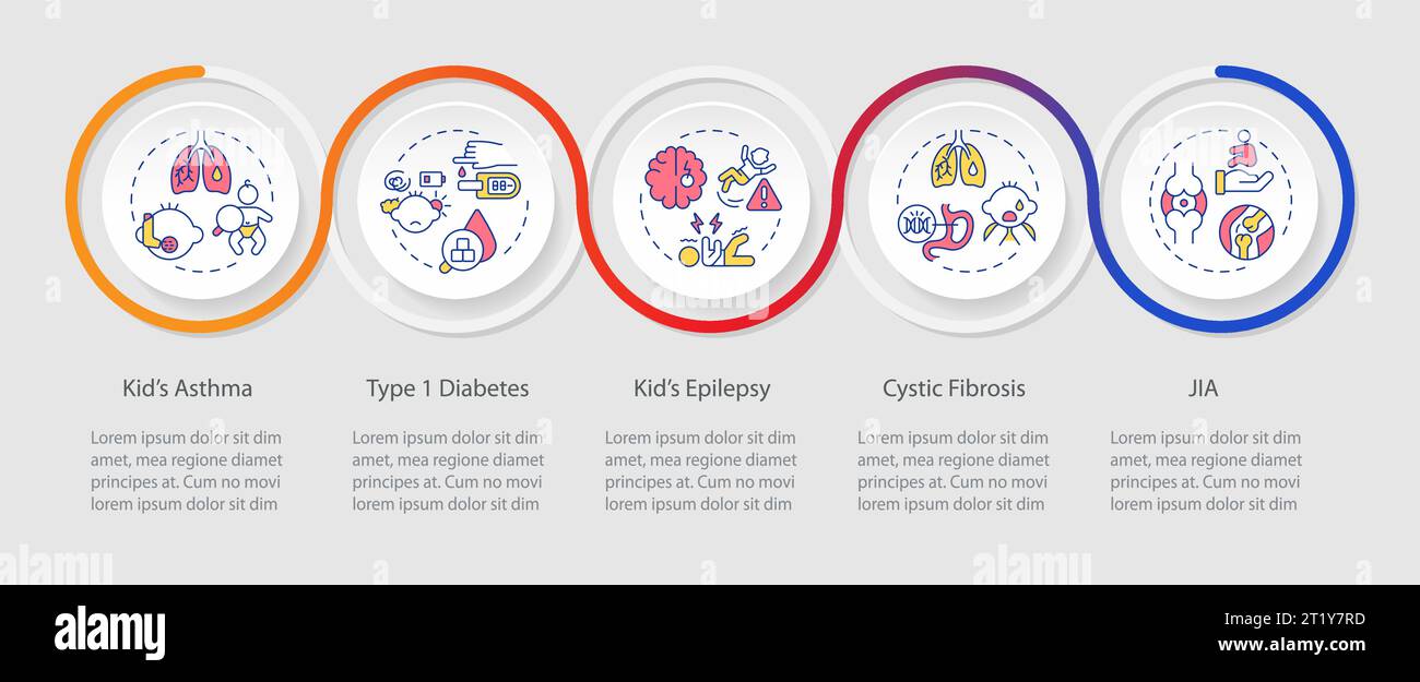 Parenting children with health issues layout colorful icons Stock ...