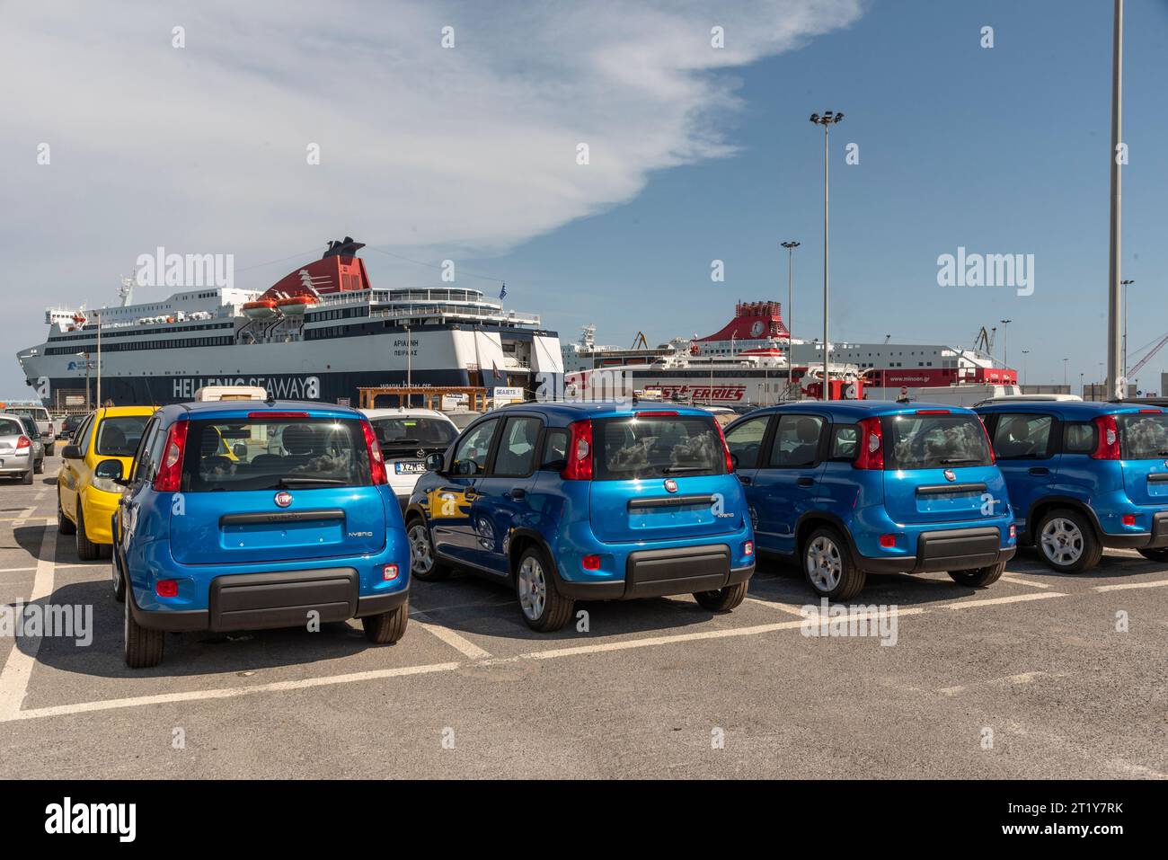 Herklion, Crete, Greece. 26.09.2023. Blue small cars unregistered and ...