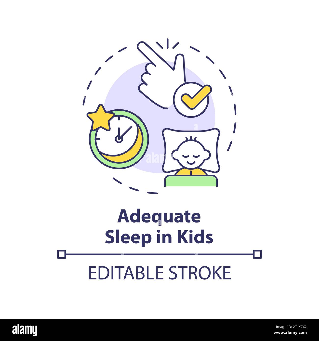 2D thin line icon adequate sleep in kids concept Stock Vector Image ...