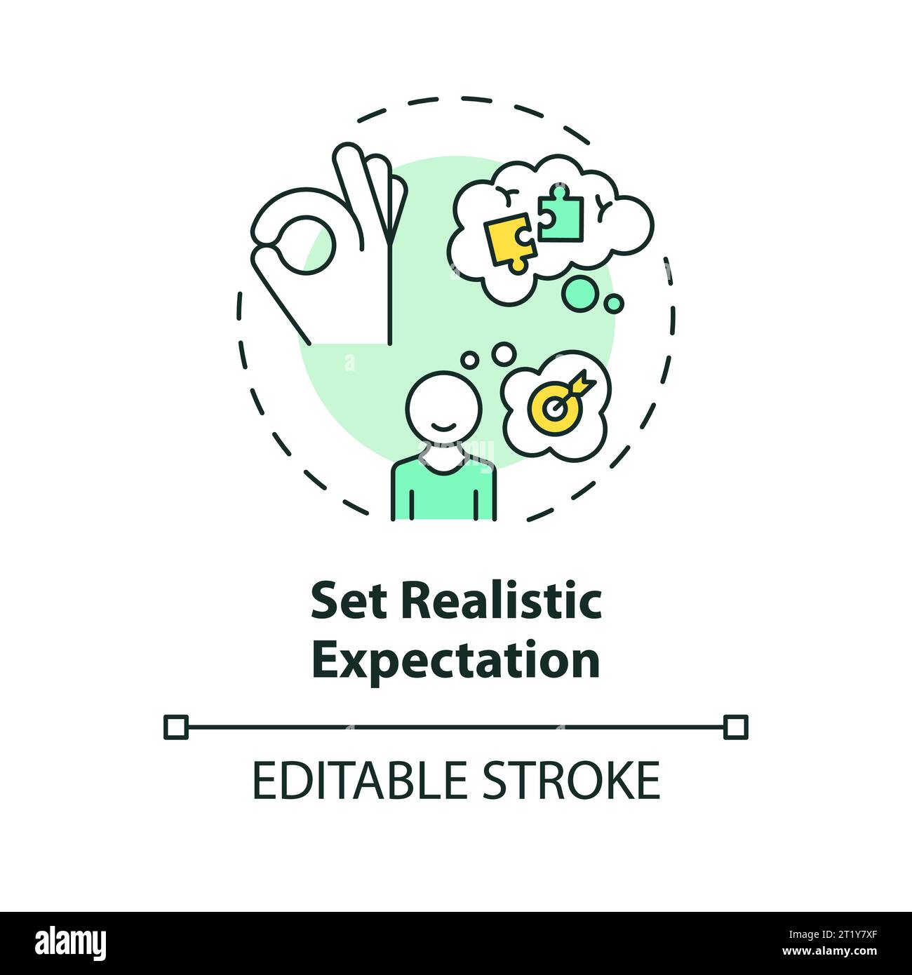 2D thin line icon set realistic expectations concept Stock Vector Image ...