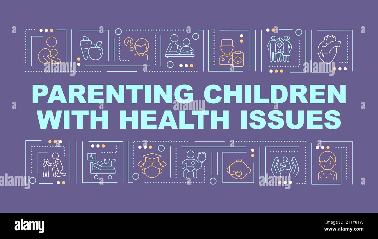 Parenting children with health issues text with line icons Stock Vector ...