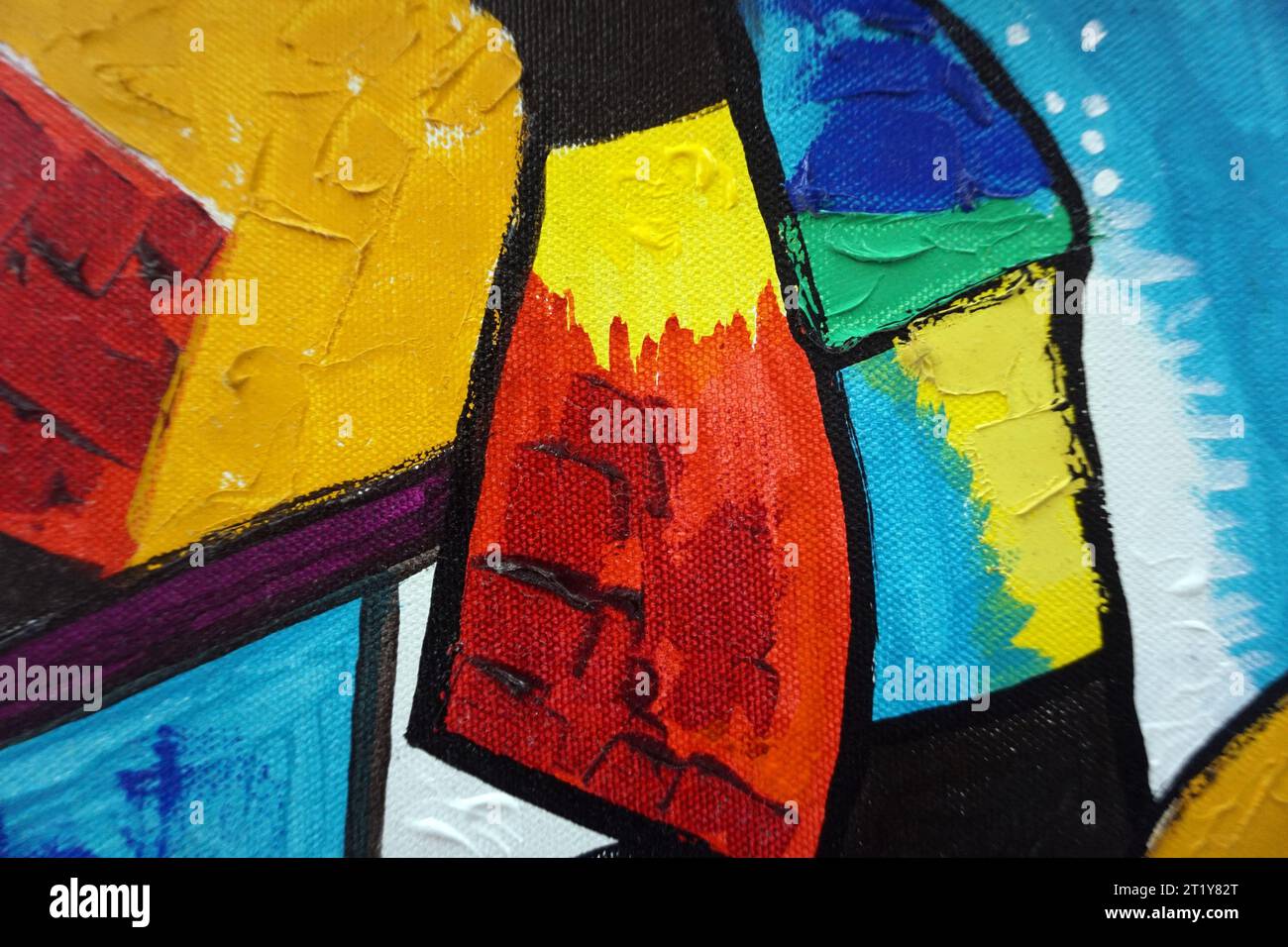 Original art oil painting Abstract expressionism geometric shape Stock ...