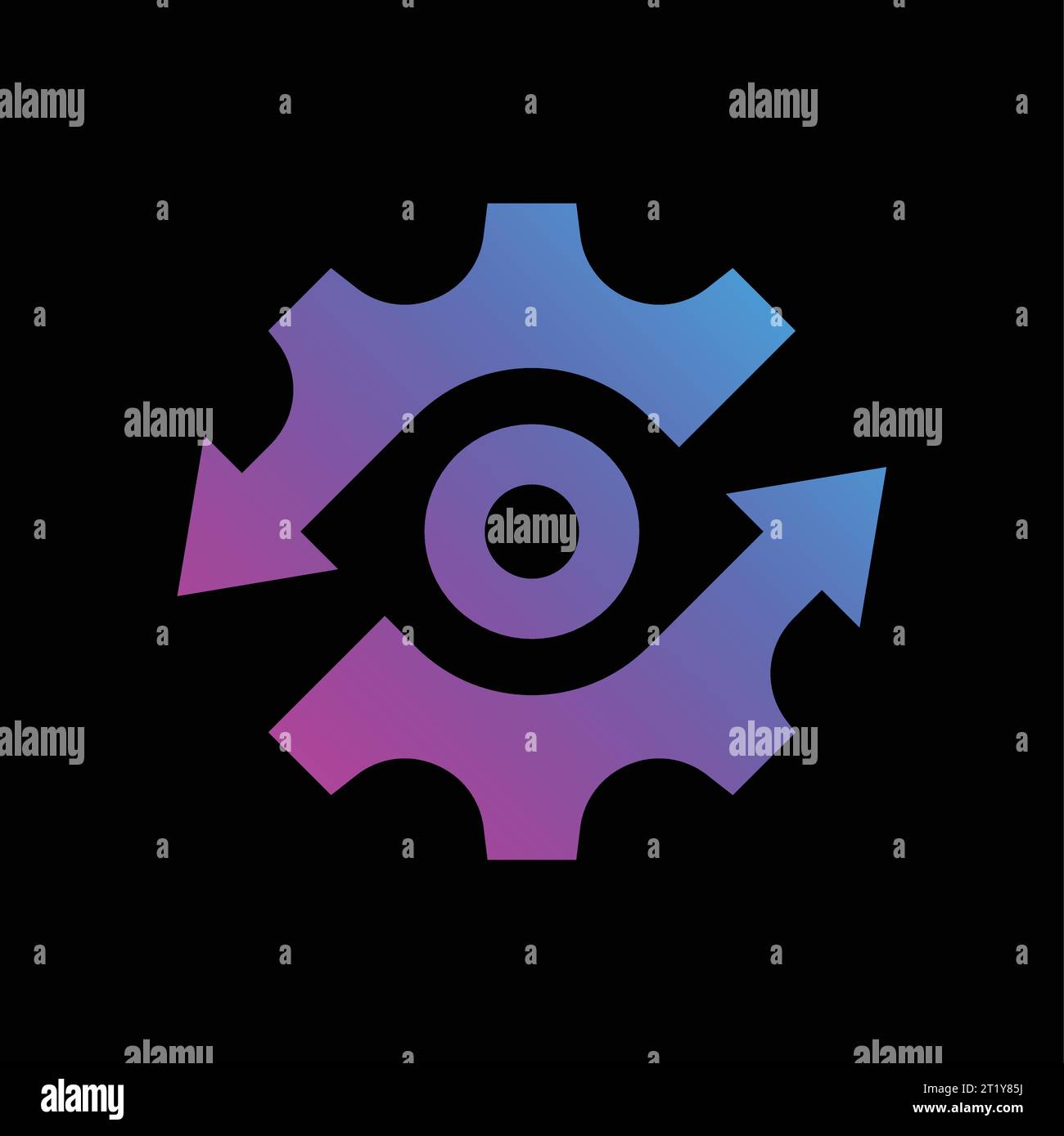 Digital vision icon, gear and eye sign on black background. Vector ...