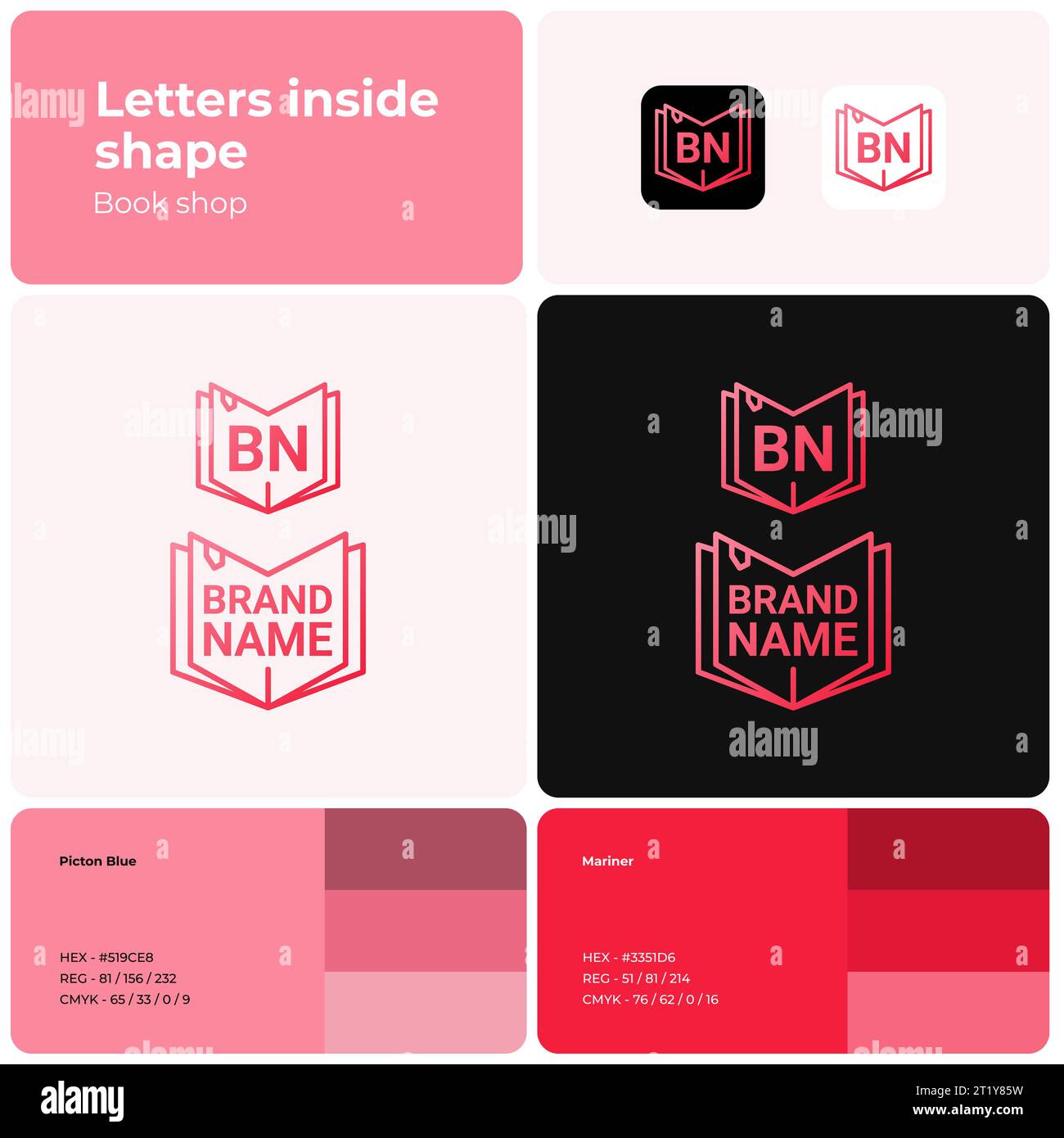 2D book shop branding template with logo Stock Vector Image & Art - Alamy