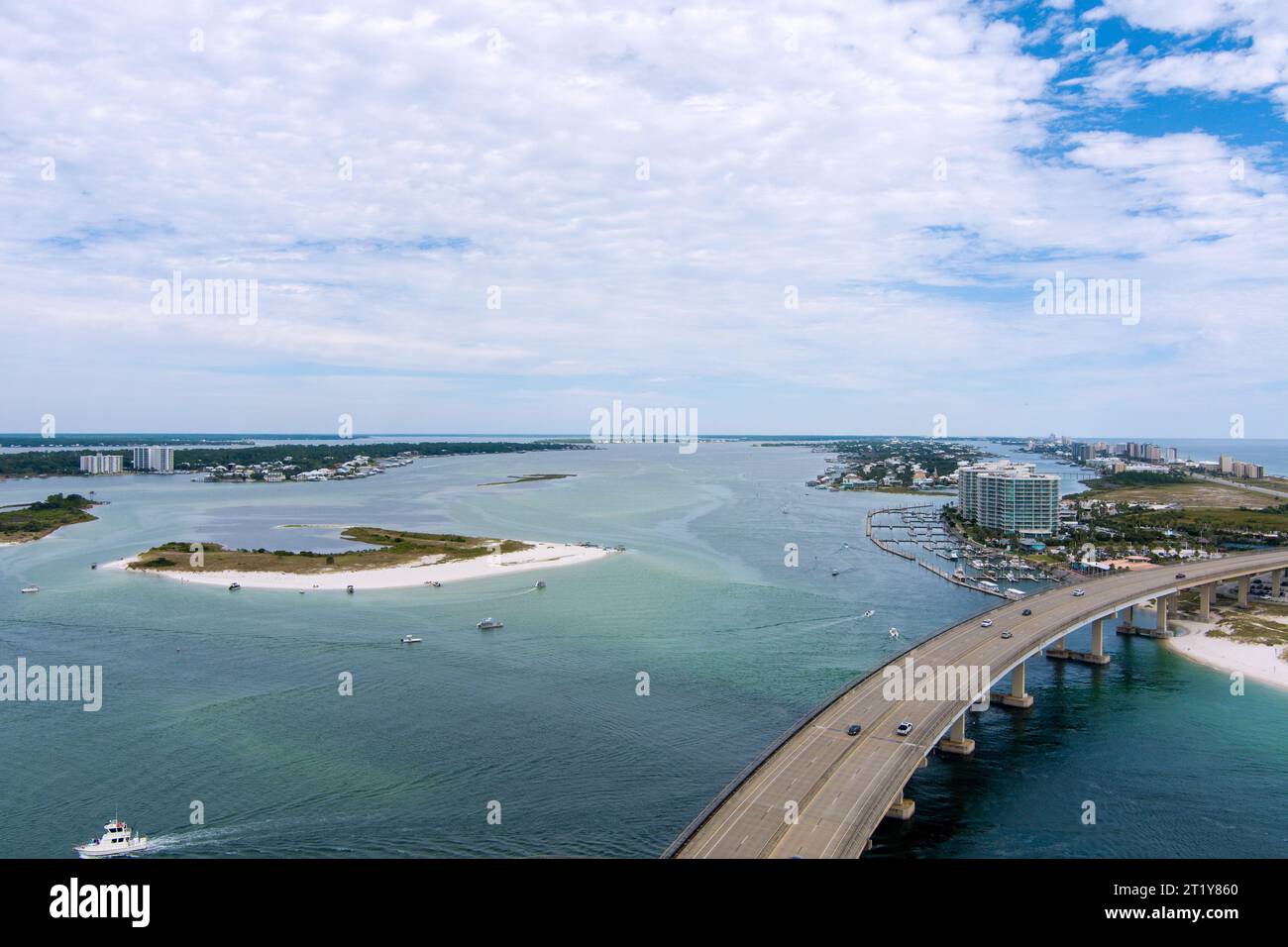 Aerial view of Perdido Pass Bridge at Orange Beach, Alabama in October ...