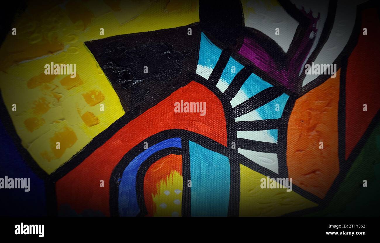 Original art oil painting Abstract expressionism geometric shape Stock ...