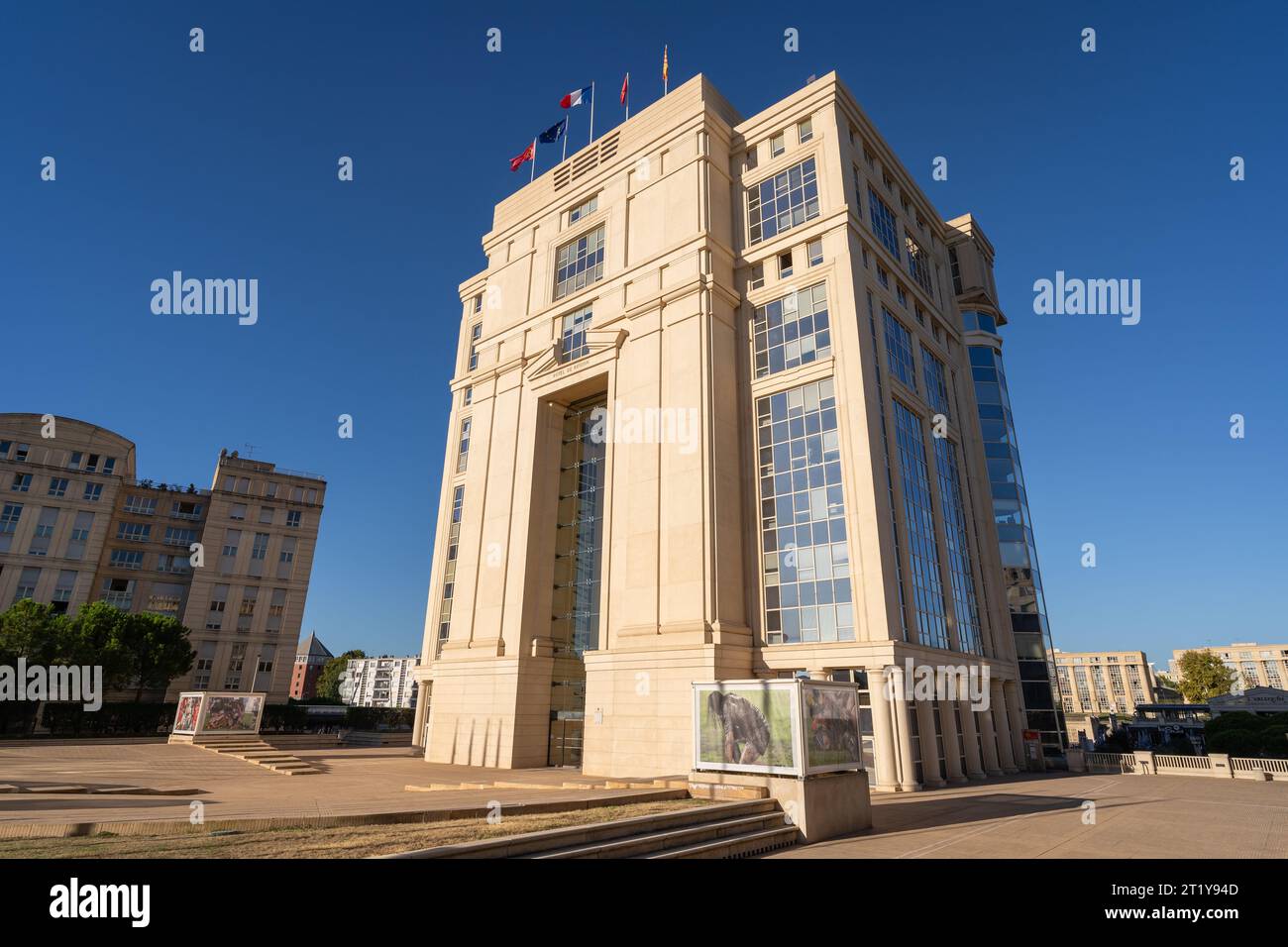 Montpellier, France - 09 30 2023 : Cityscape view of Hotel de Region or ...