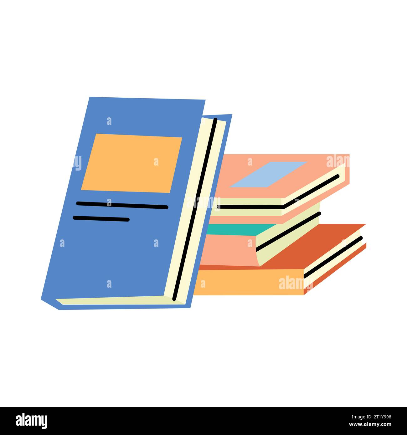 Books stack color element. Textbook for academic studies. Digital ...