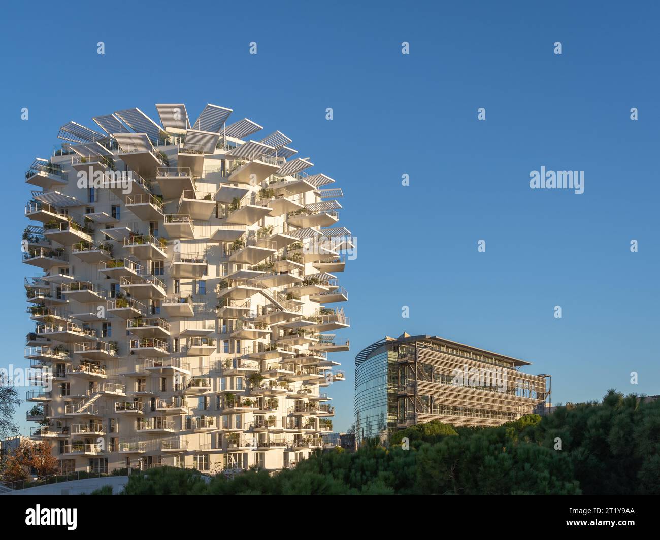 Montpellier, France - 01 05 2023 : Cityscape view of Arbre Blanc or ...