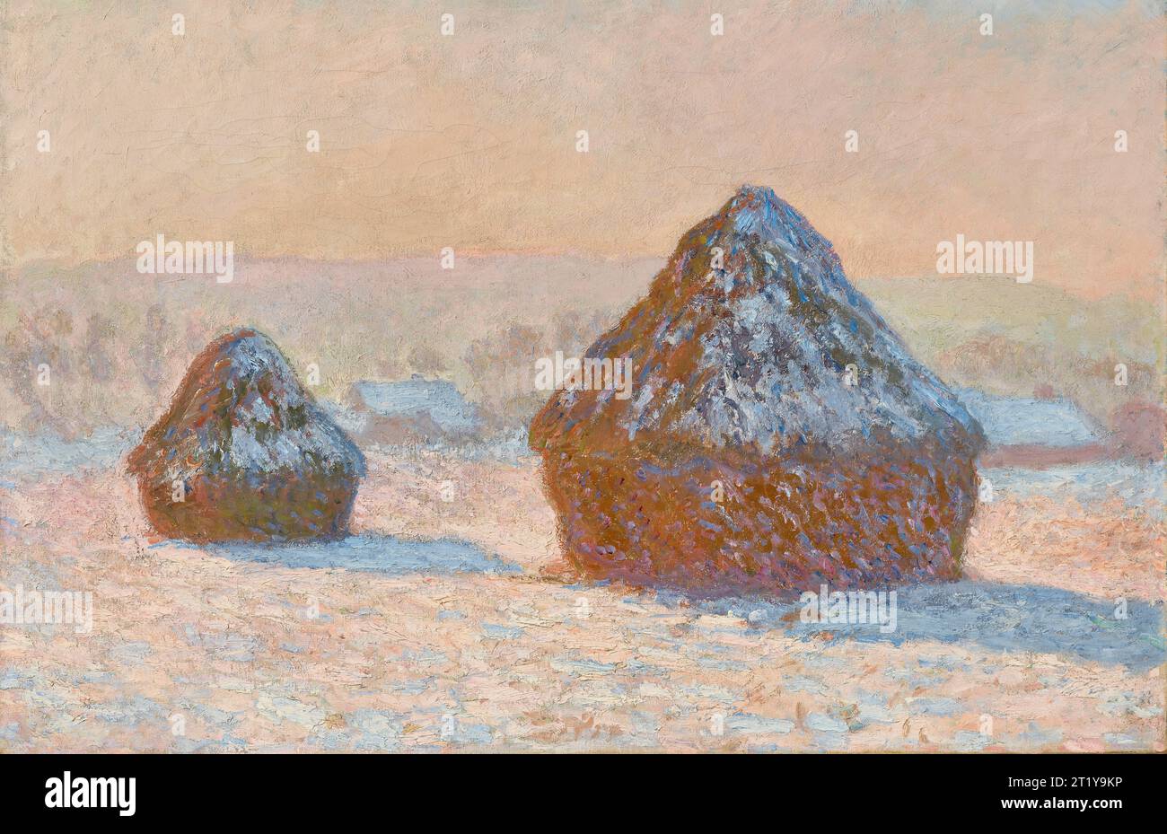 Wheatstacks, Snow Effect, Morning, by Claude Monet Stock Photo - Alamy