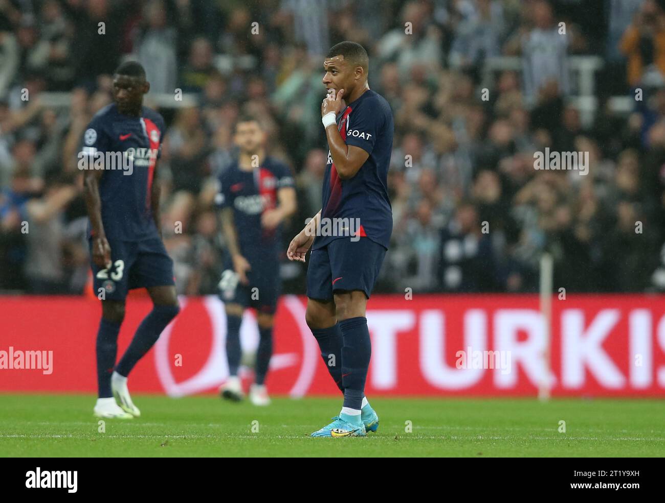 Kylian Mbappe of Paris Saint-Germain looks disappointed & dejected ...