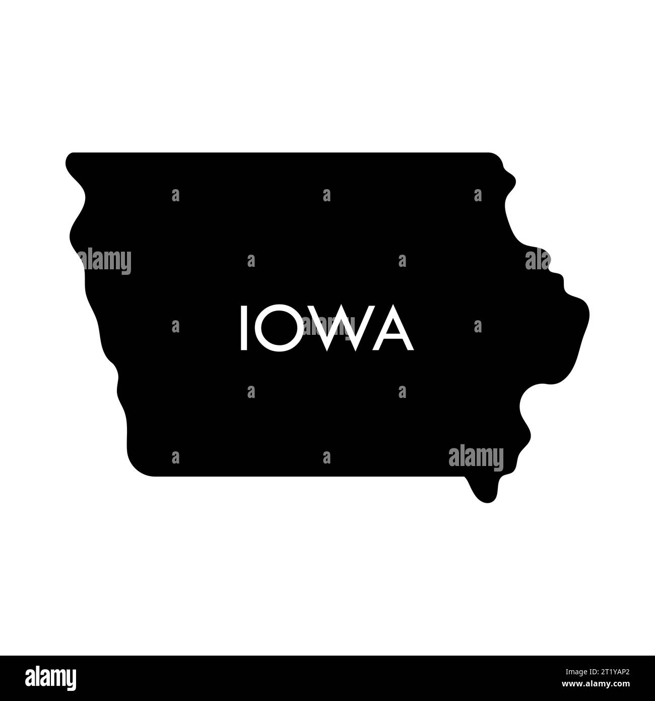 Iowa a US state black element isolated on white background. United ...