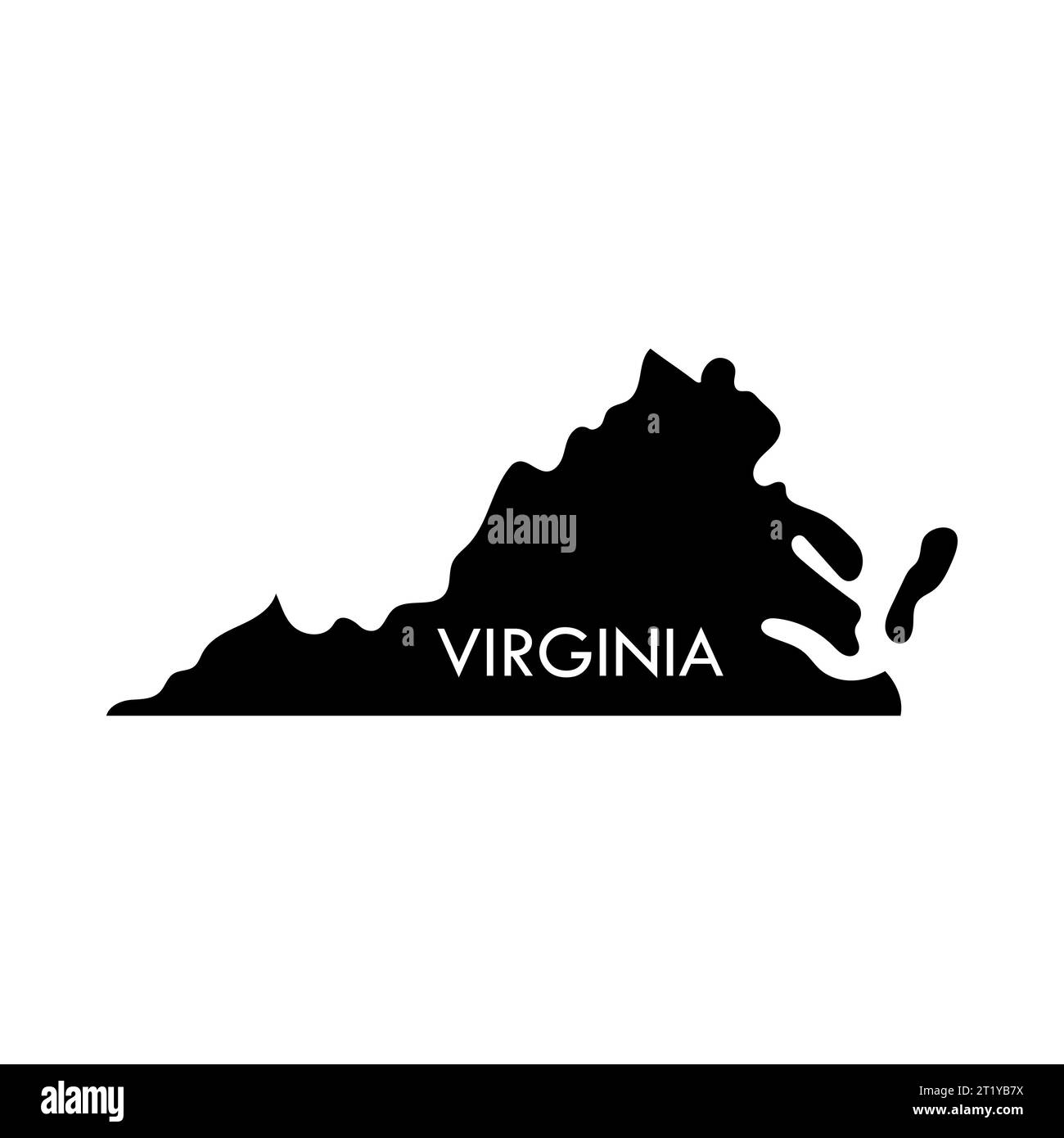 Virginia a US state black element isolated on white background. United ...