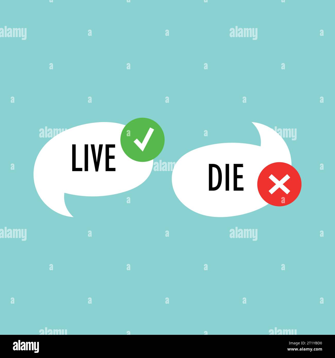 Green check mark and red cross color element. Live, die vector icon ...