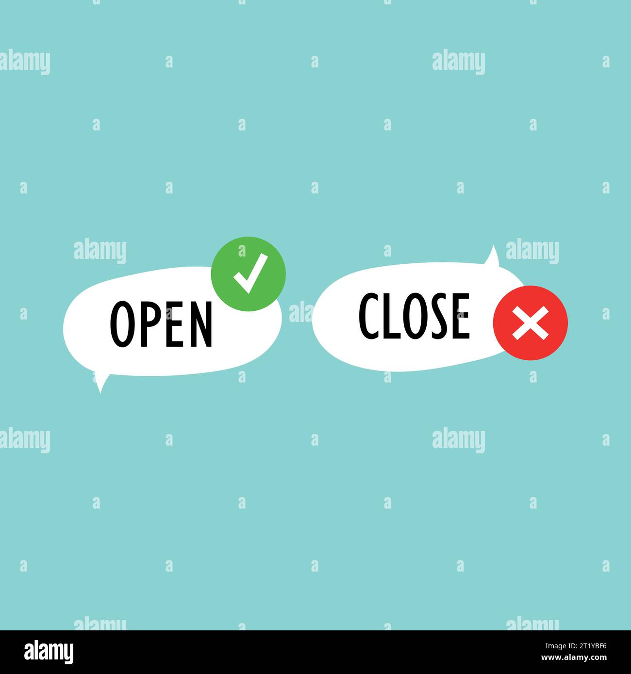 Green check mark and red cross color element. Open, close vector icon ...