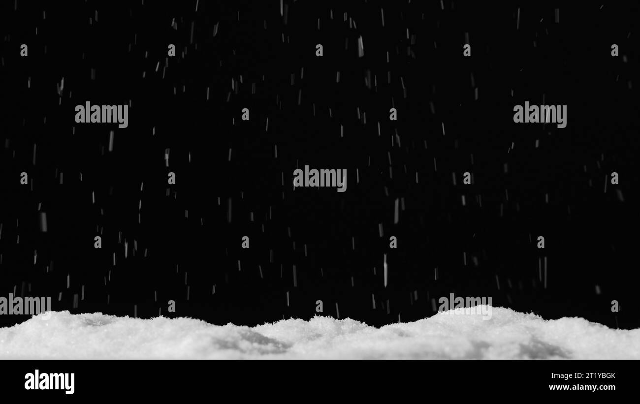 Snow flying ice crystals sky falling snowflakes Stock Photo - Alamy