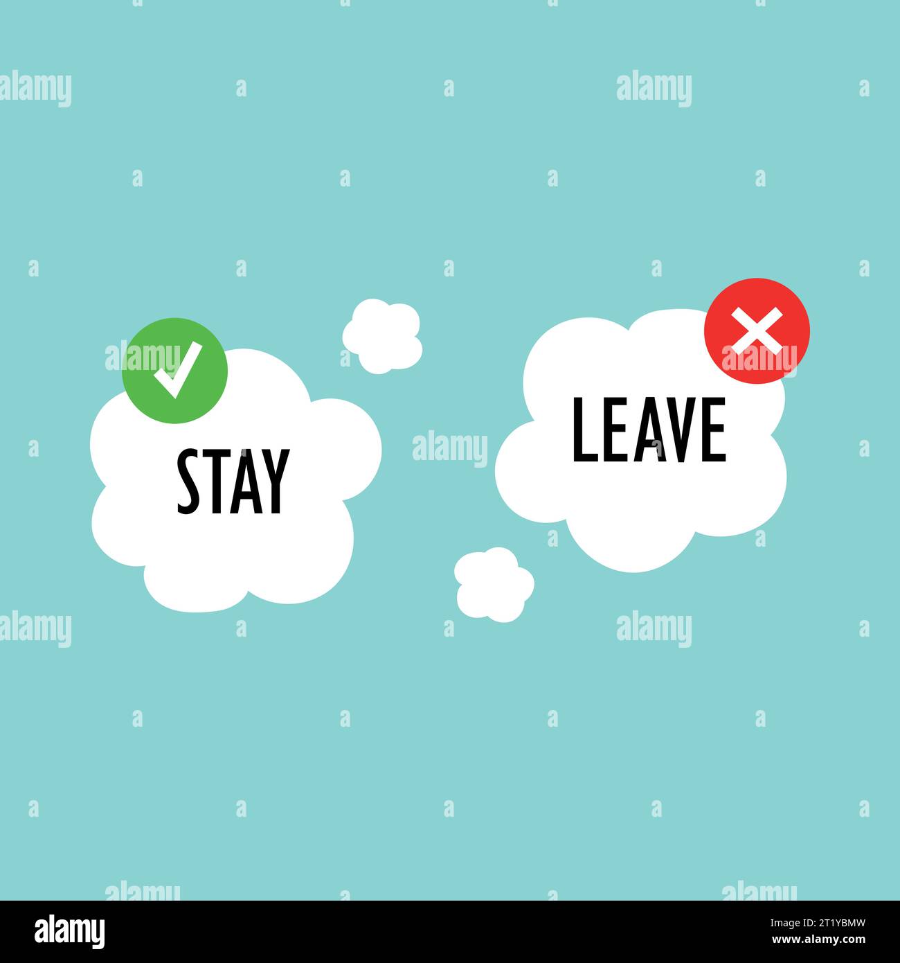 Green check mark and red cross color element. Stay Leave vector icon ...