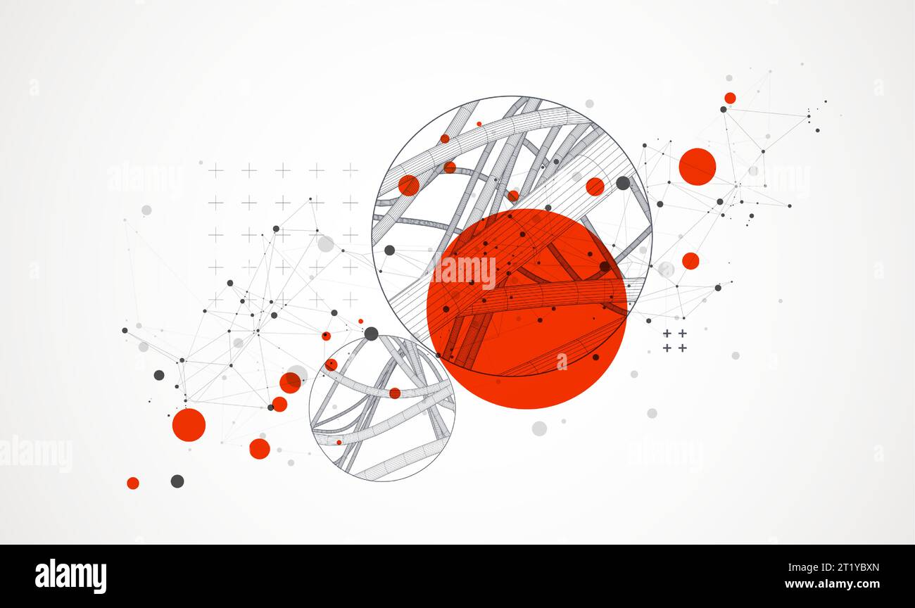 Vector abstract background with a wireframe dynamic pipes, line and ...