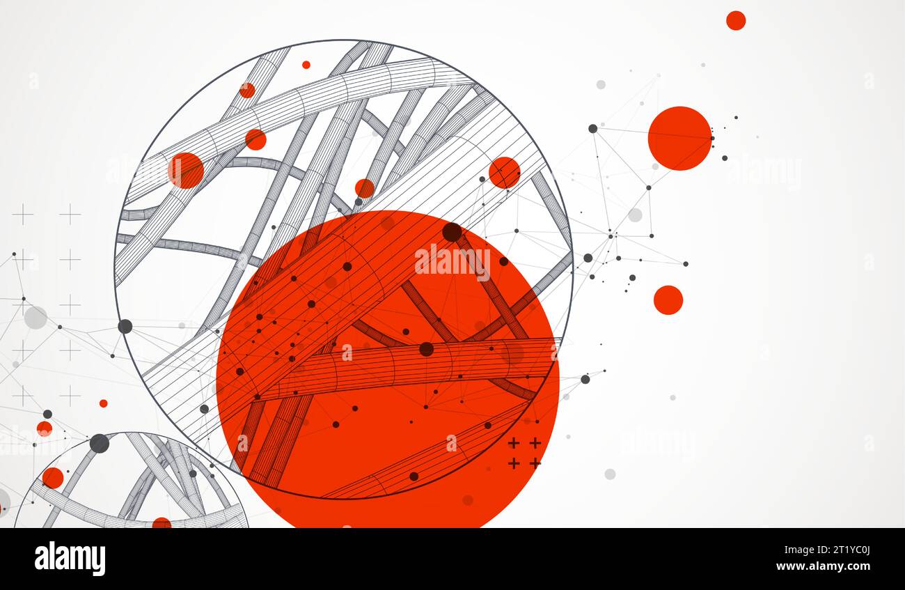 Vector abstract background with a wireframe dynamic pipes, line and ...