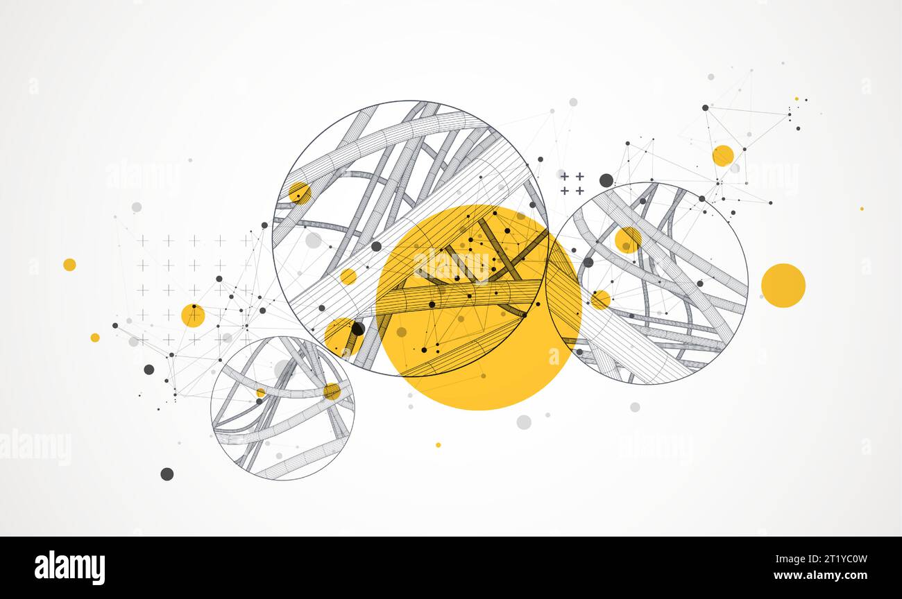 Vector abstract background with a wireframe dynamic pipes, line and ...