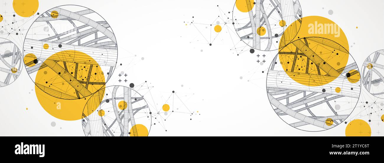 Vector abstract background with a wireframe dynamic pipes, line and ...