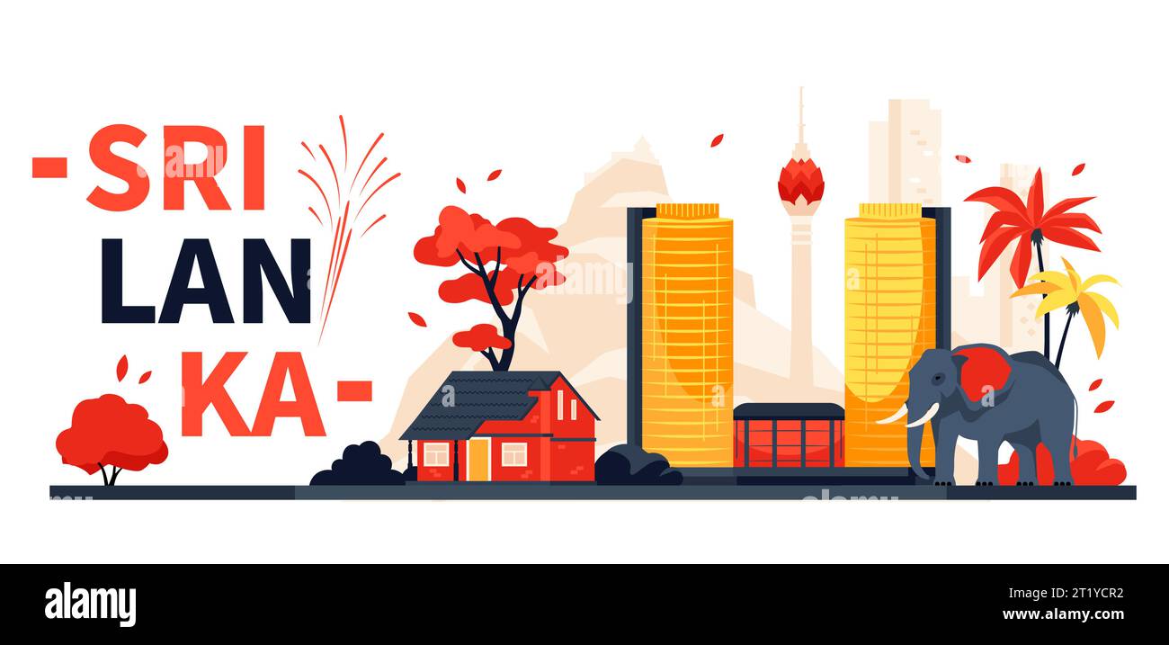 Sri Lanka architecture - modern colored vector illustration Stock ...