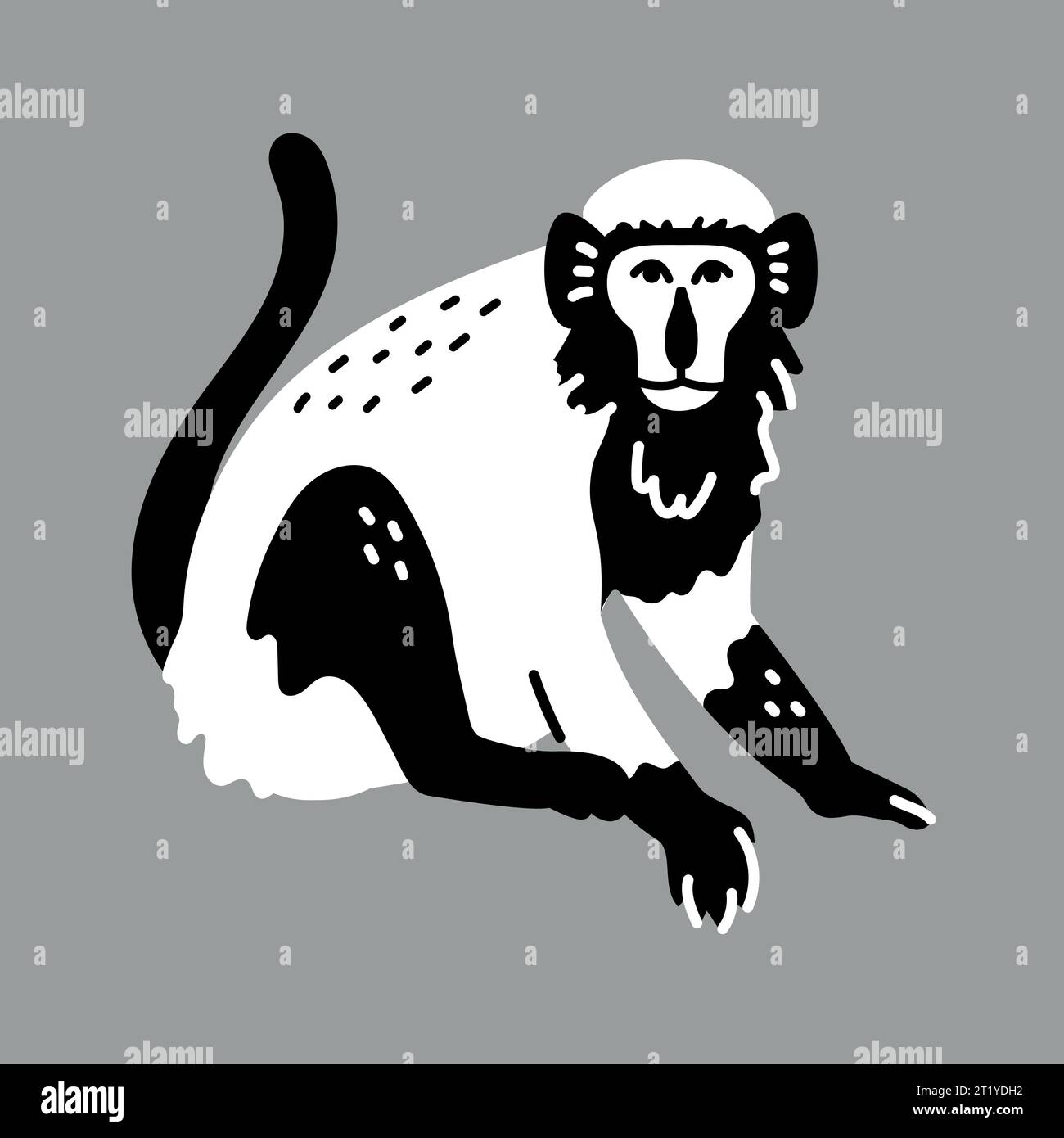 Hand drawn green monkey color concept. Children's character. Abstract ...