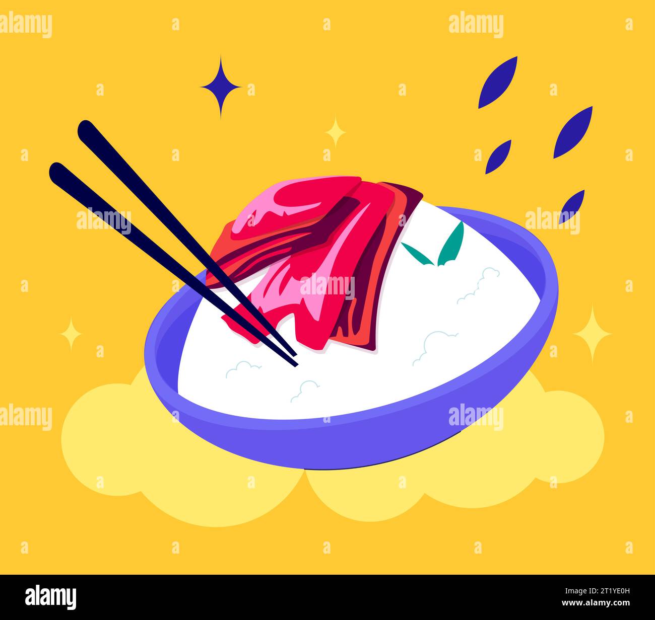 Rice and kimchi - modern colored vector illustration Stock Vector Image ...