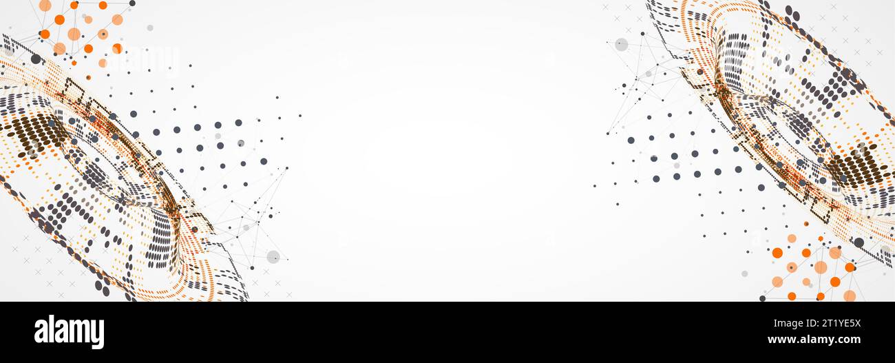 Halftone theme vector. Science abstract background with connecting dots and lines Stock Vector ...