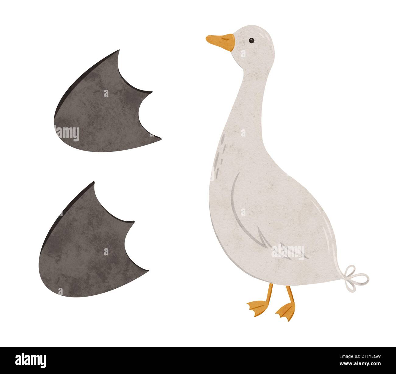 Cute goose and footprint. Digital hand drawn illustration with geese ...