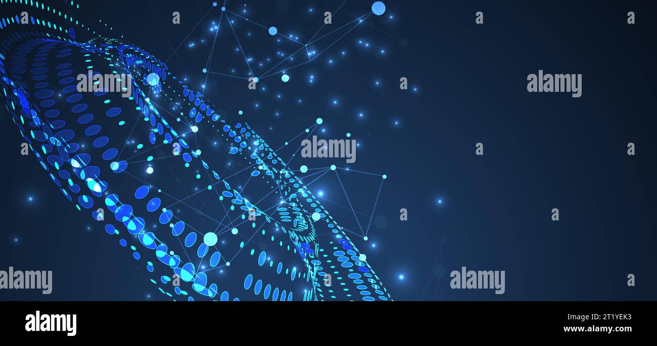 Halftone theme Vector. Science abstract background with connecting dots and lines Stock Vector ...