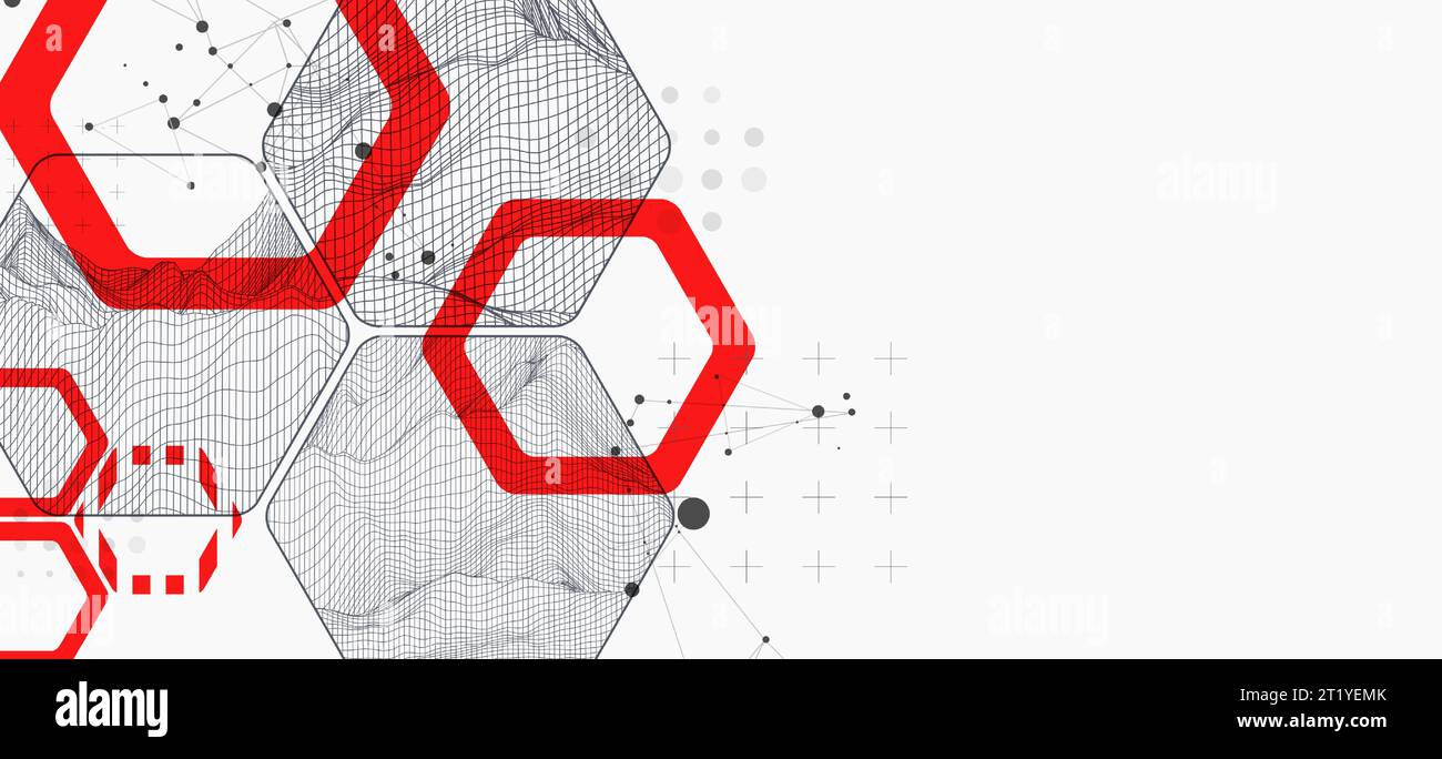 Modern Science Or Technology Abstract Background Using Hexagonal Shapes Wireframe Spot Surface