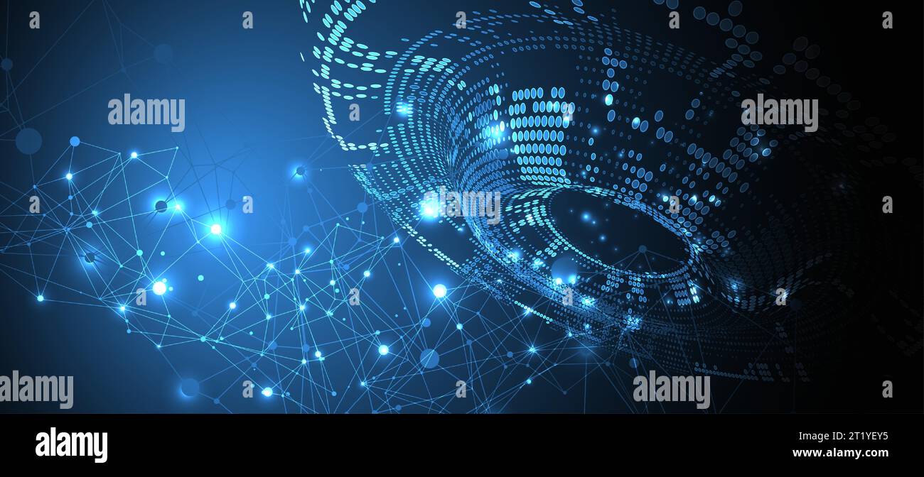 Halftone theme vector. Science abstract background with connecting dots and lines Stock Vector ...