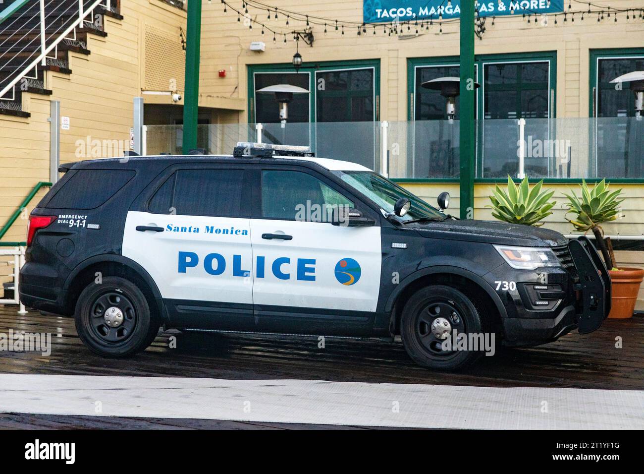 Santa Monica, USA, January 16, 2023: An official police car on the ...