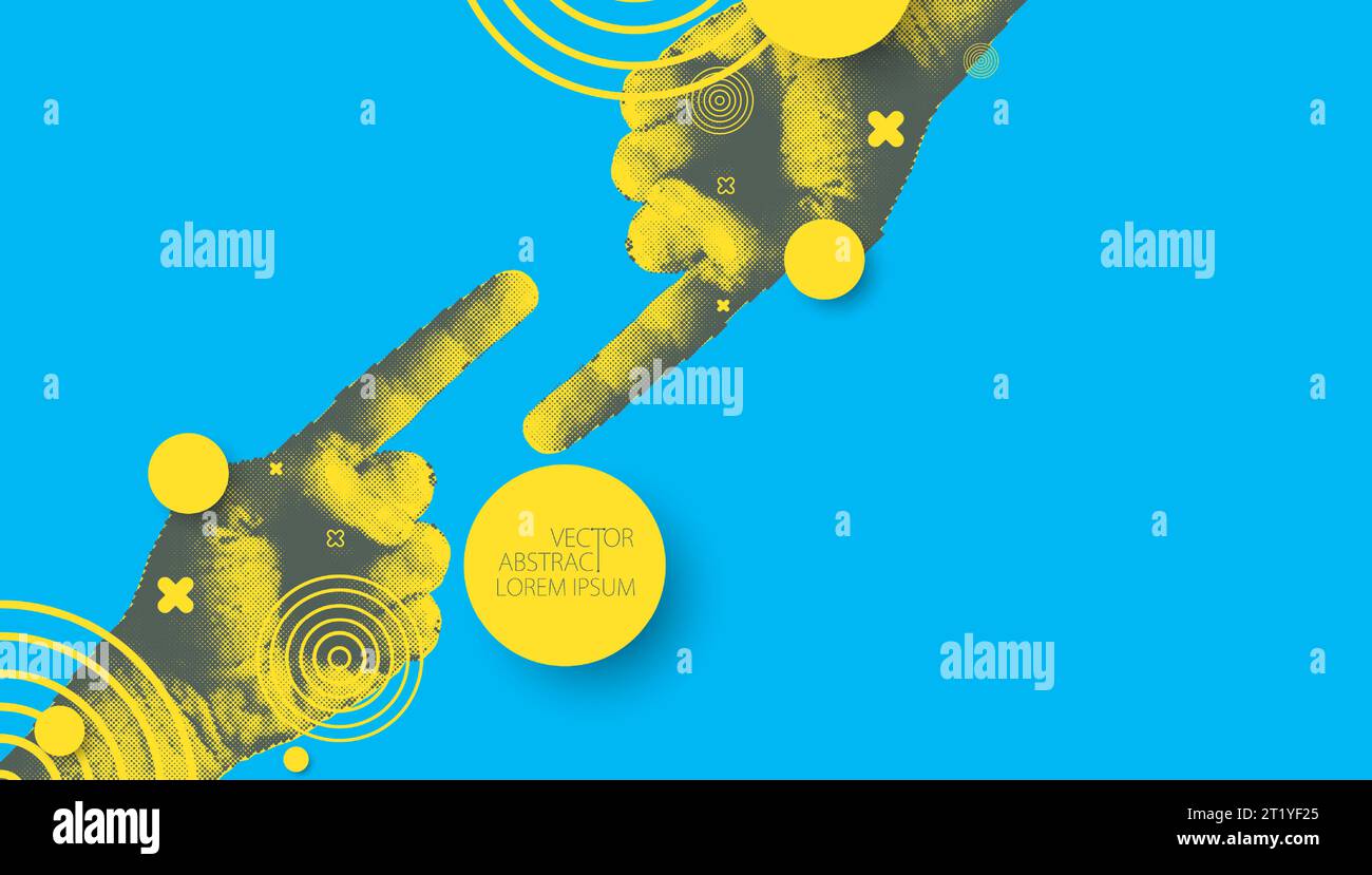Hand pointing sign. Direction pointer. Halftone vector Stock Vector ...
