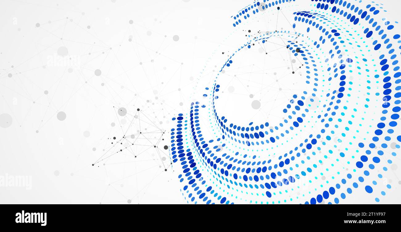Halftone theme Vector. Science abstract background with connecting dots and lines Stock Vector ...